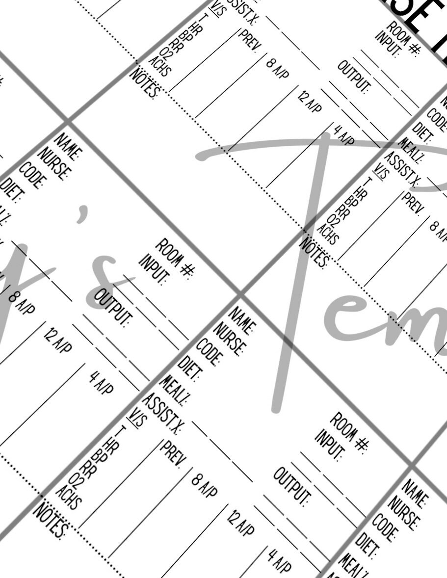 Nurse Tech Vertical Report Sheet | PCT Brain Sheet | CNA Report Sheet ...