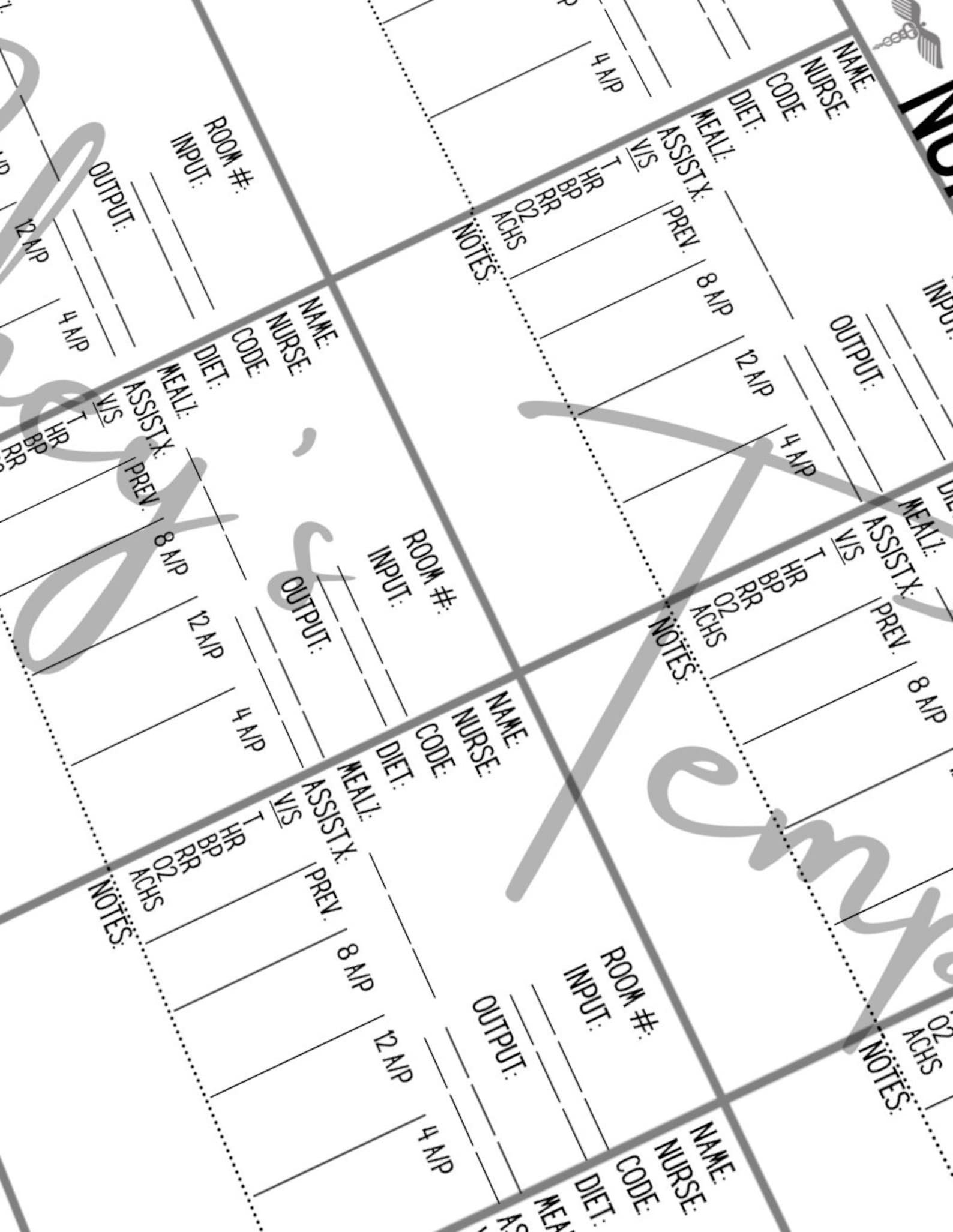 Nurse Tech Vertical Report Sheet | PCT Brain Sheet | CNA Report Sheet ...