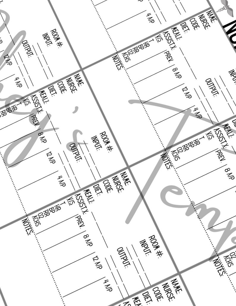 Nurse Tech Vertical Report Sheet | PCT Brain Sheet | CNA Report Sheet ...