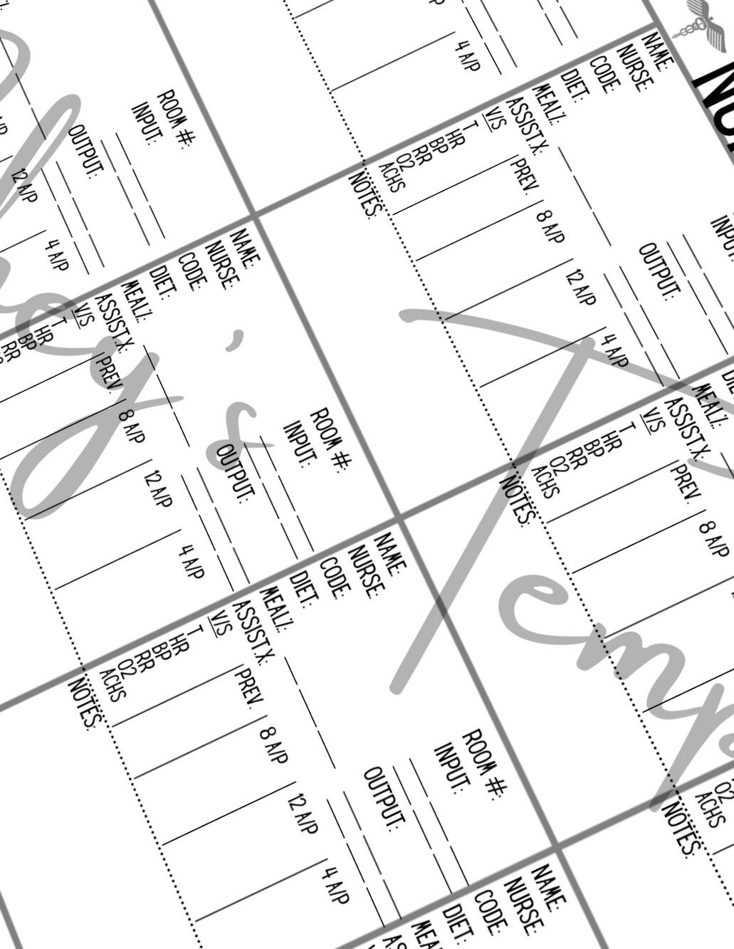 Nurse Tech Vertical Report Sheet | PCT Brain Sheet | CNA Report Sheet ...