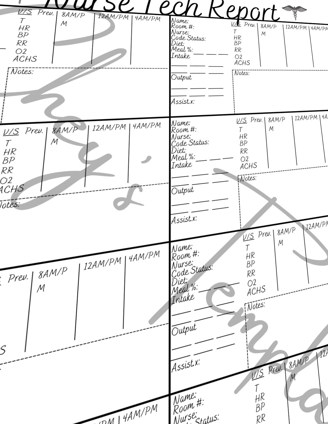 Nurse Tech Sheet 2 | Patient Care Report Sheet | Report Sheet - Etsy