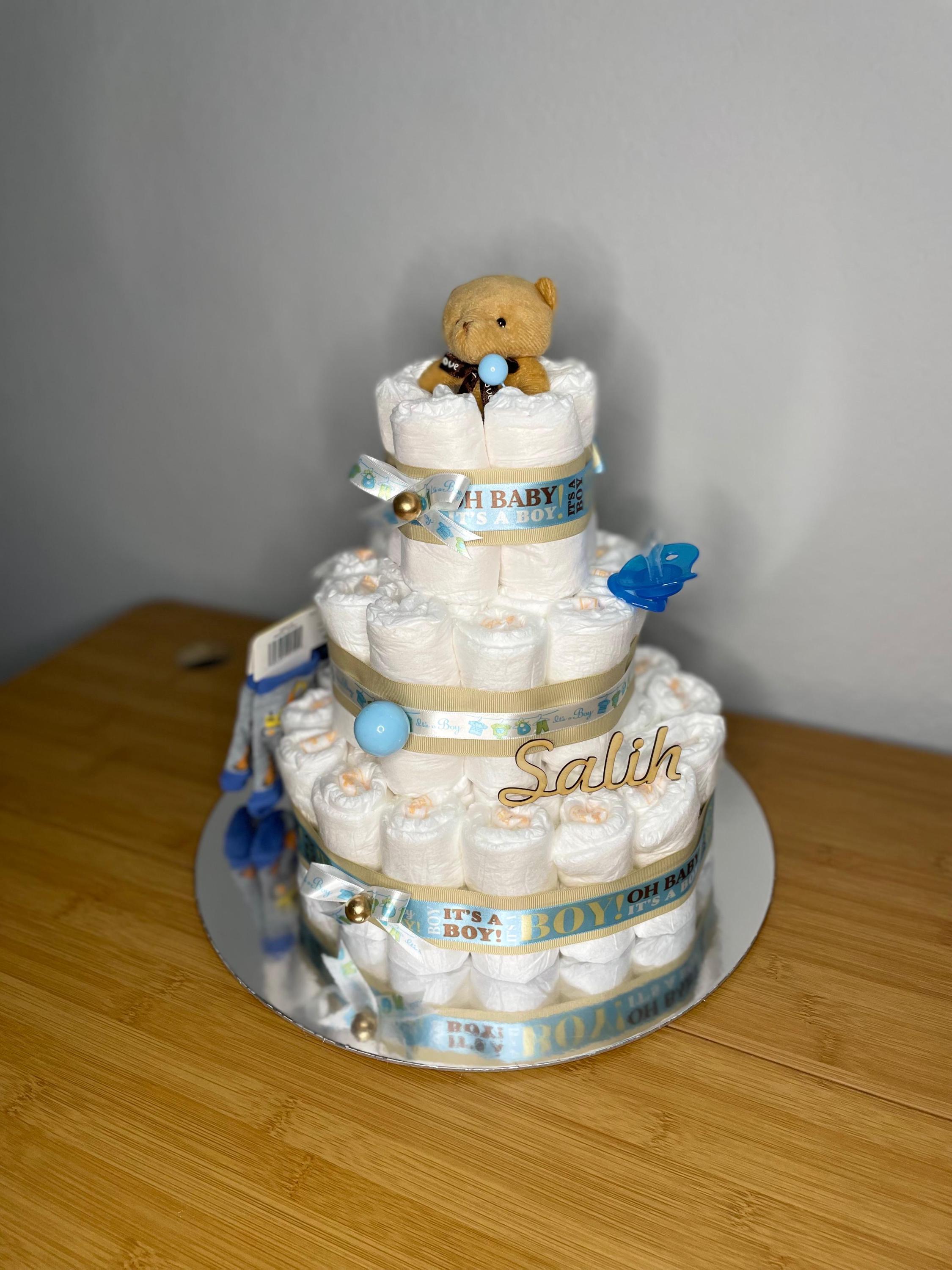 Diaper Cake, Personalized Diaper Cake for Baby Shower/centerpiece for ...