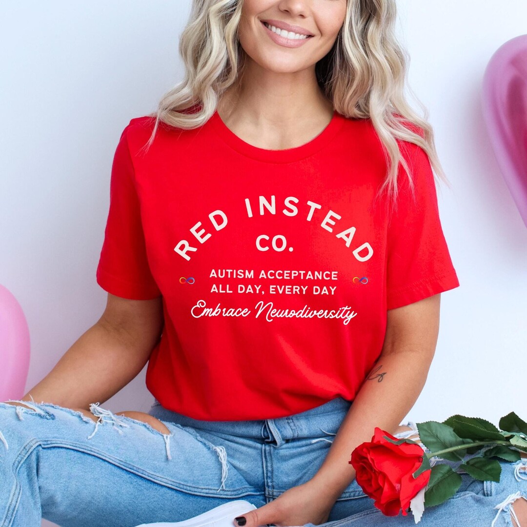 Red Instead Autism Acceptance Month Shirt - Red Instead Shirt - Simple ...
