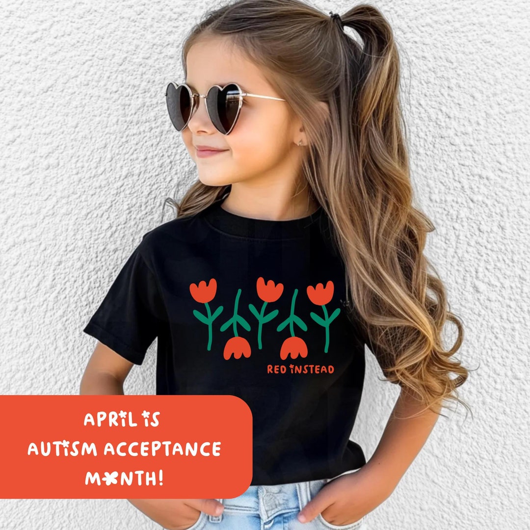 Kids Red Instead Shirt: Tulip Flower Autism Pride - Etsy