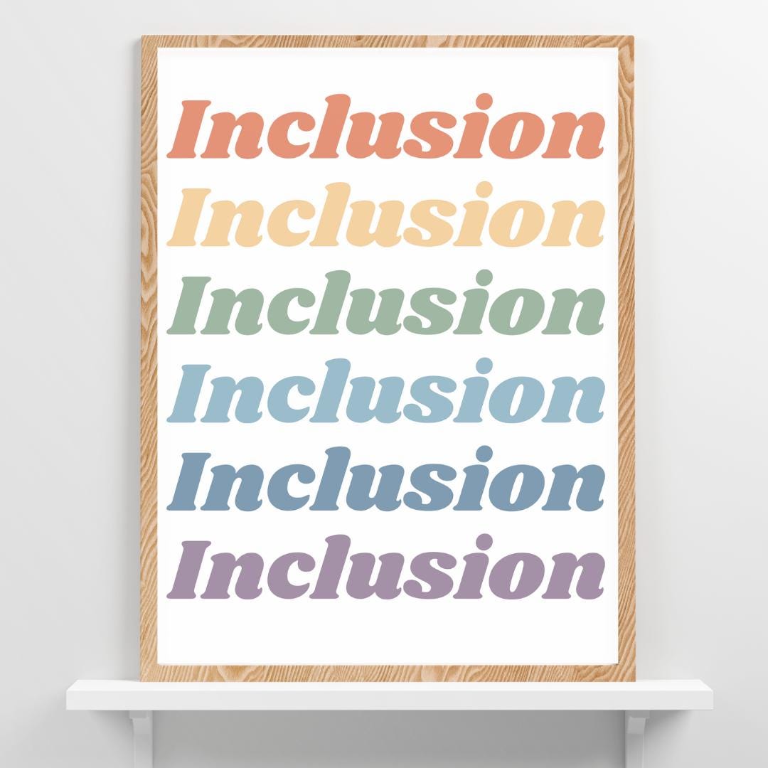 Inclusion and Kindness Poster Set in Soft Rainbow Colors, Printable ...