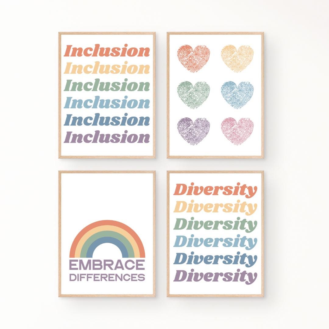 DEI Kindness Poster Set in Soft Rainbow Colors, Printable Classroom ...