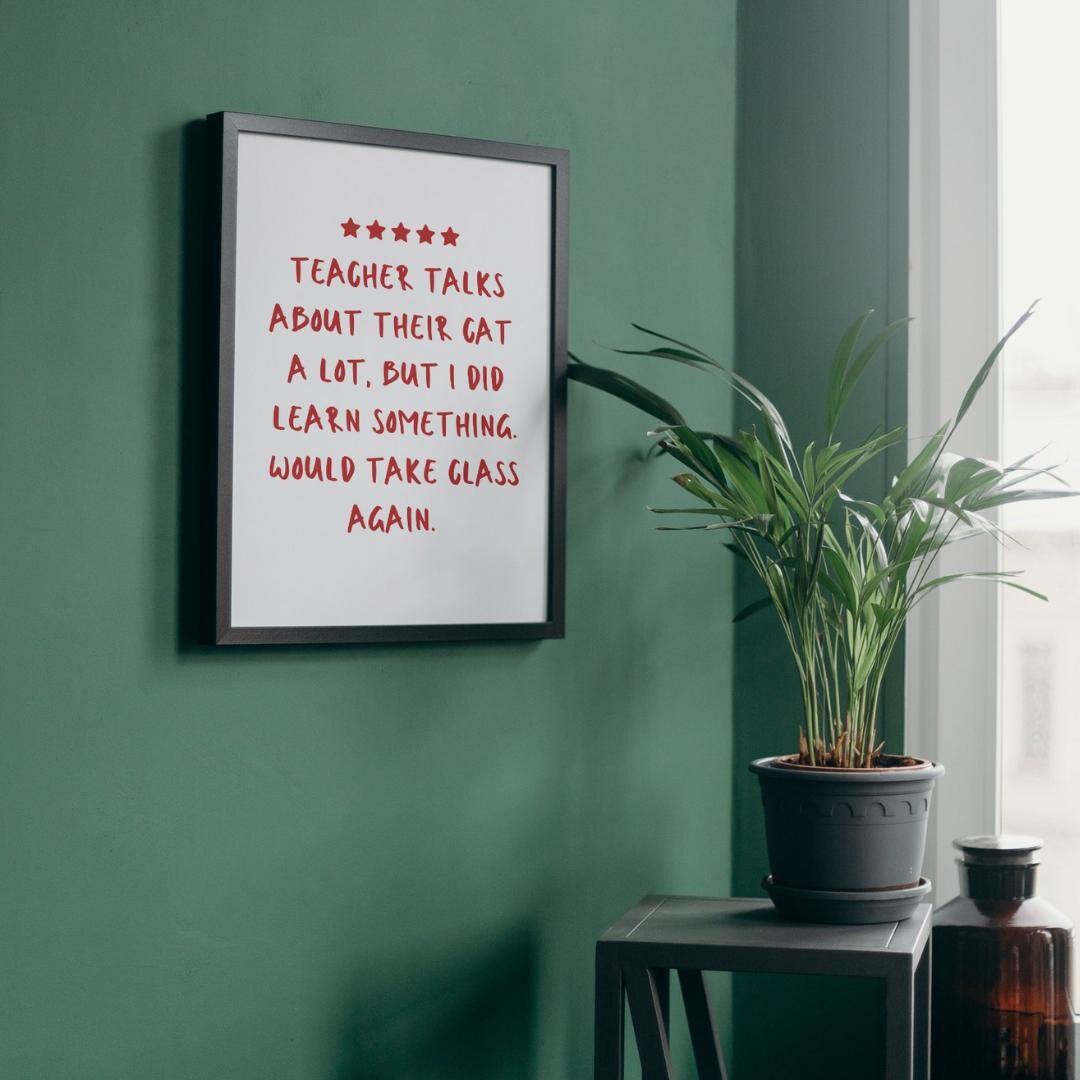 Funny Cat Teacher Poster: 5 Star Classroom Decor (digital Download) - Etsy