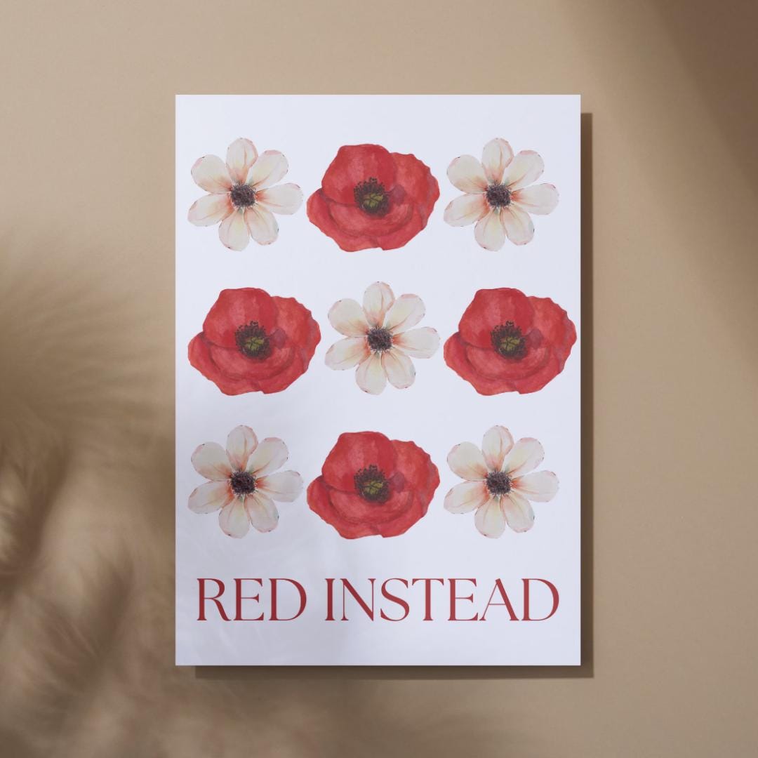 Red Instead Autism Acceptance Poster With Red and White Watercolor ...