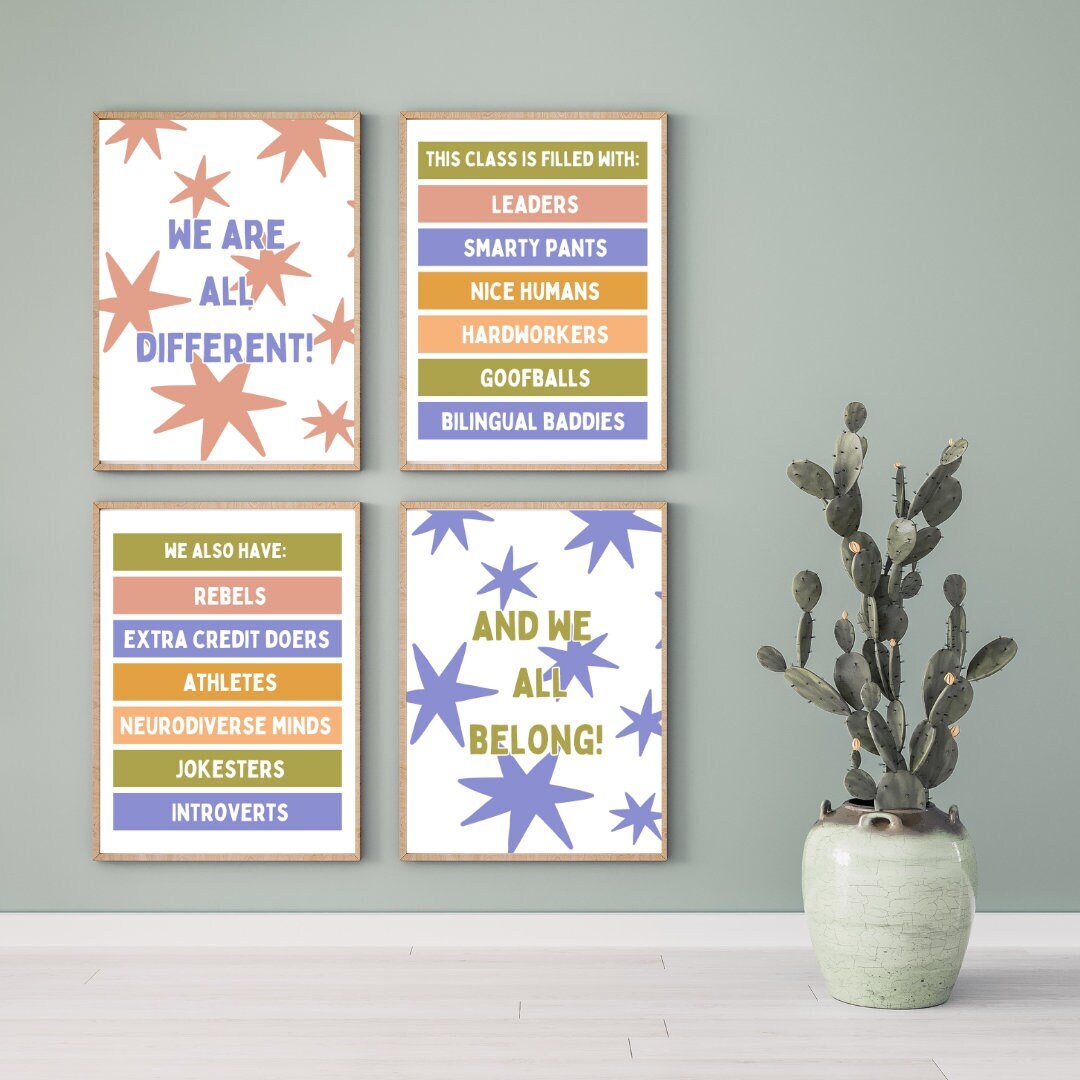 Classroom Diversity Poster Set of 4 Inclusive Classroom Posters Digital ...