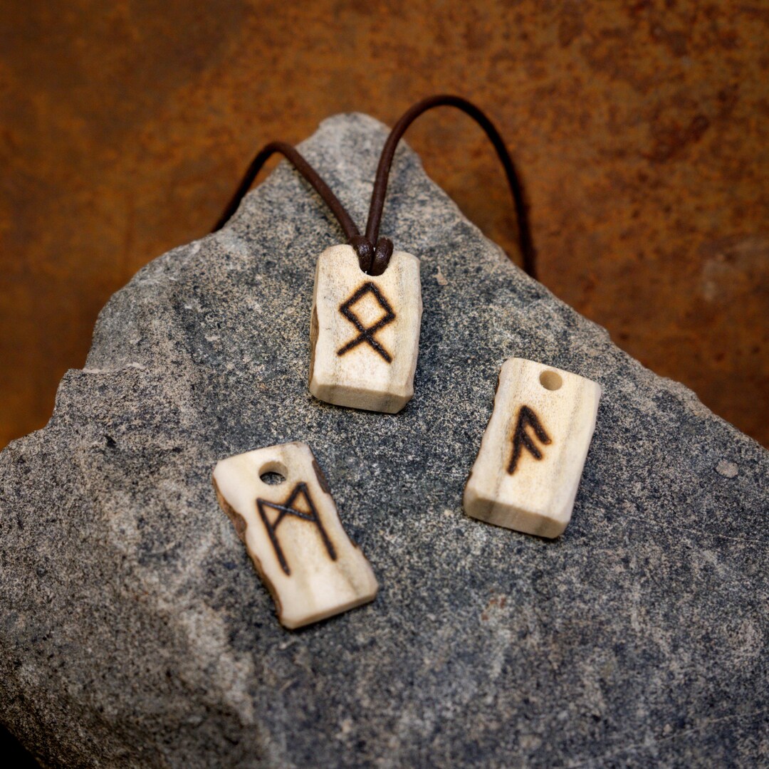 Moose Antler Horn Rune Elder Futhark Viking Necklace Norse Pendant ...