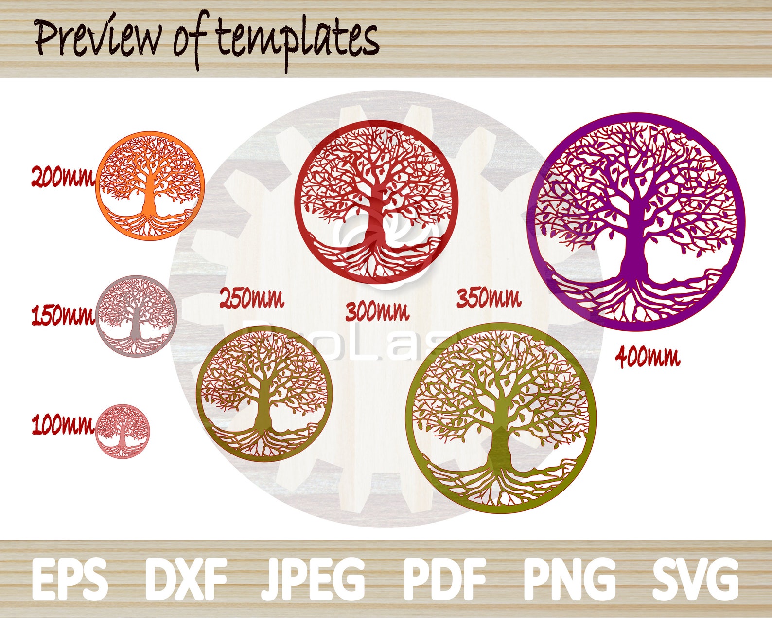 Tree of Life 7 Sizes SVG DXF Pdf Eps Png Jpeg Glowforge Laser - Etsy