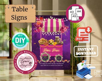 Dessert Meetha Cake Stall Station Table Sign Printable A2 A3 A4 A5 ...