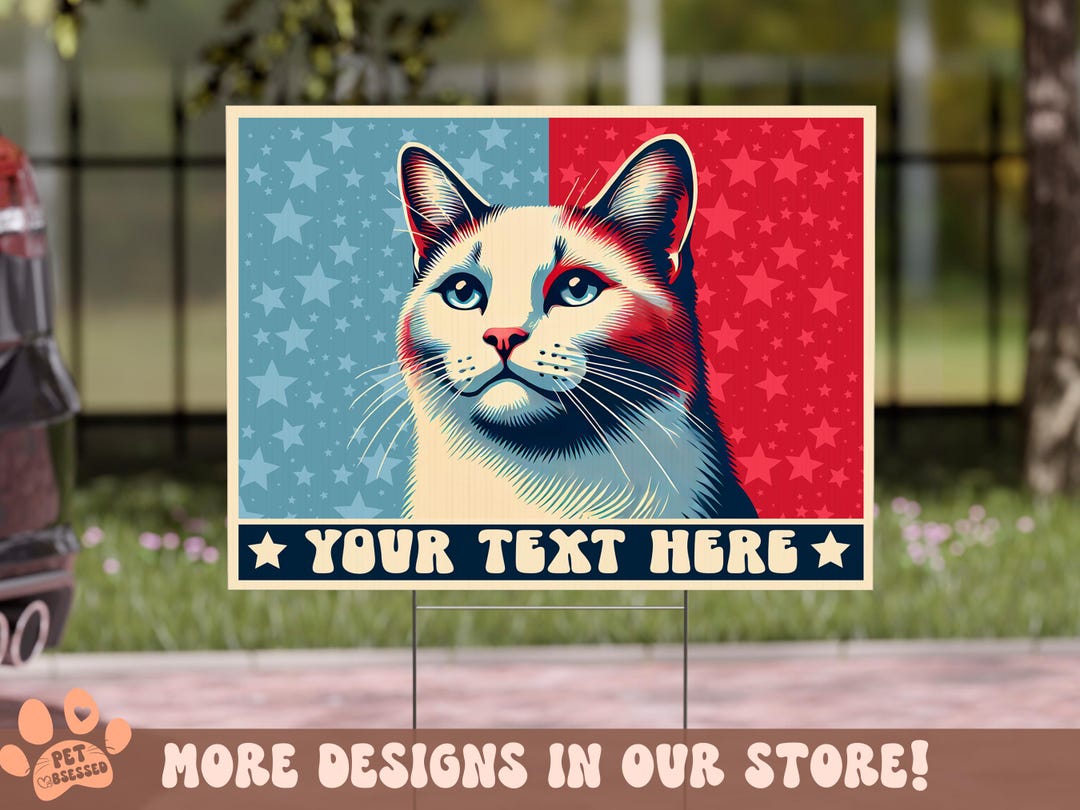 Personalized Cat Yard Sign, Political Yard Sign, Cute Patriotic Yard ...