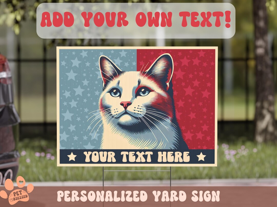 Personalized Patriotic Cat Yard Sign, Patriotic Cat Lovers Yard Sign ...