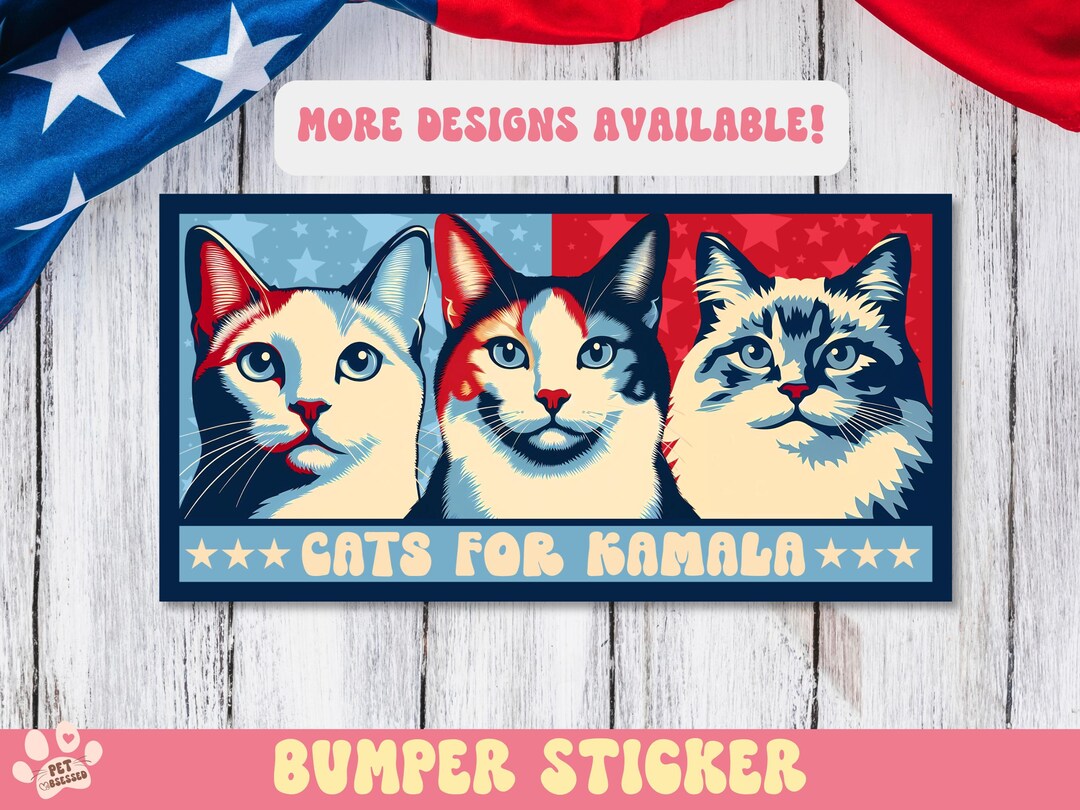 Cats for Harris Walz Bumper Sticker Special Offer AVAILABLE ONLY With ...
