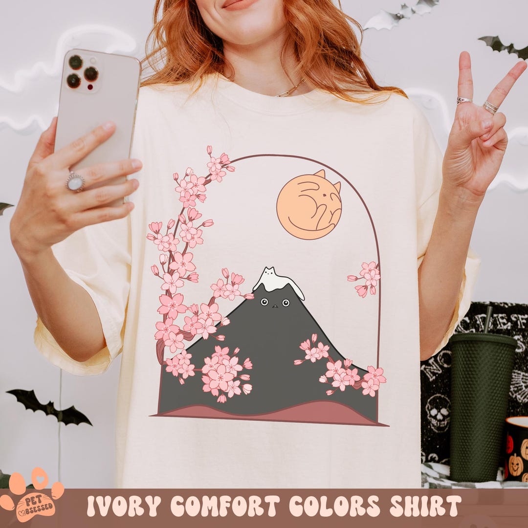 Camiseta con colores cómodos de Cat Meowntain, camiseta de Cat Mountain ...