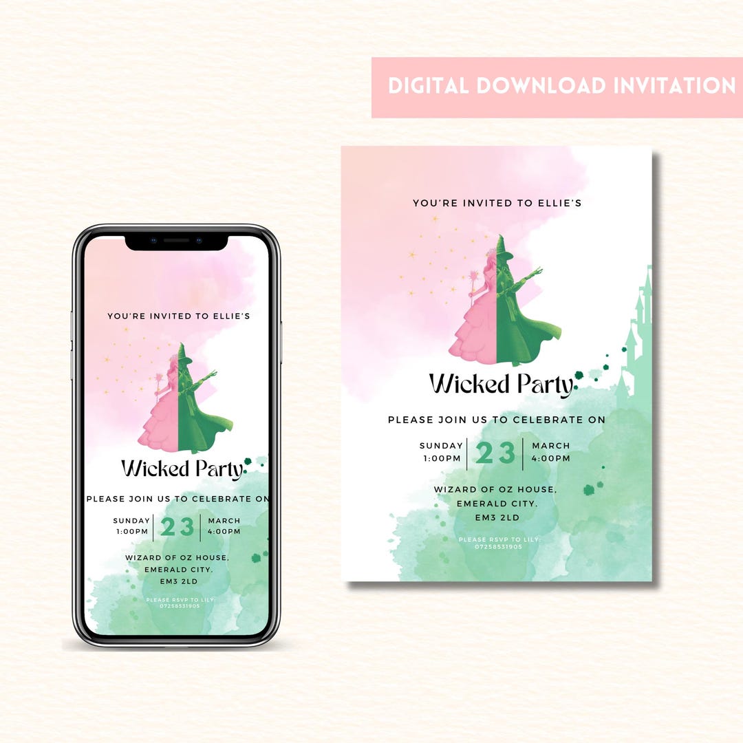 Wicked Theme Digital Birthday Party Invitation | Instant Download ...