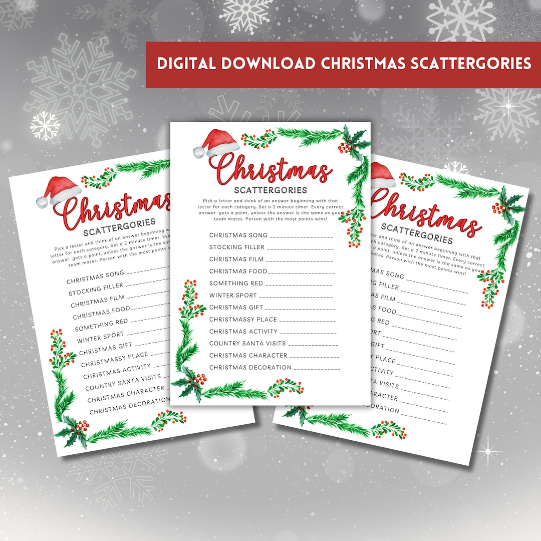 Christmas Scattergories Instant Download Template | Printable Christmas ...