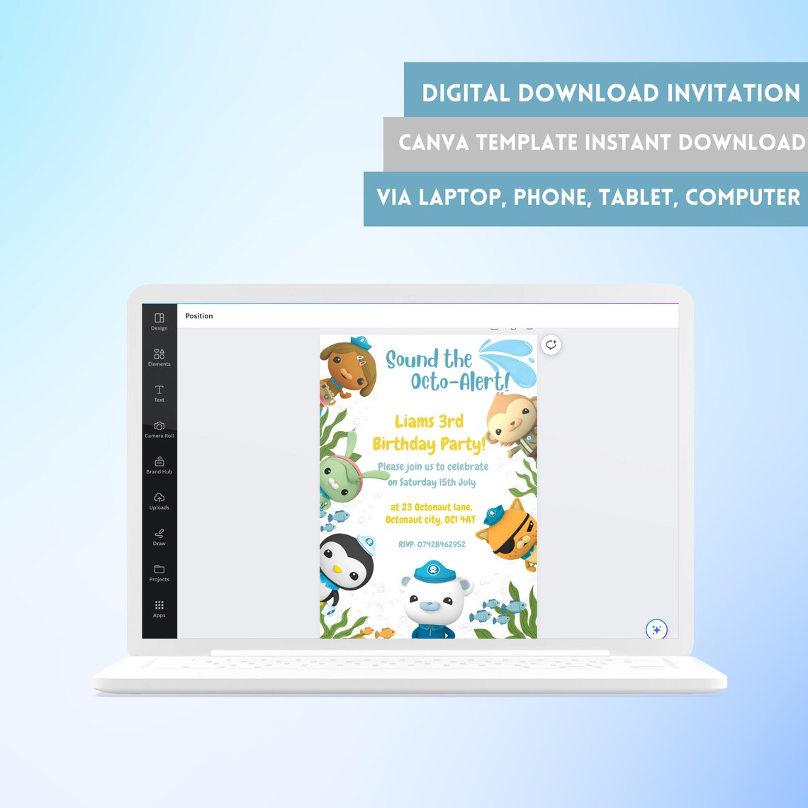 Octonauts Digital Birthday Party Invitation | Instant Download ...