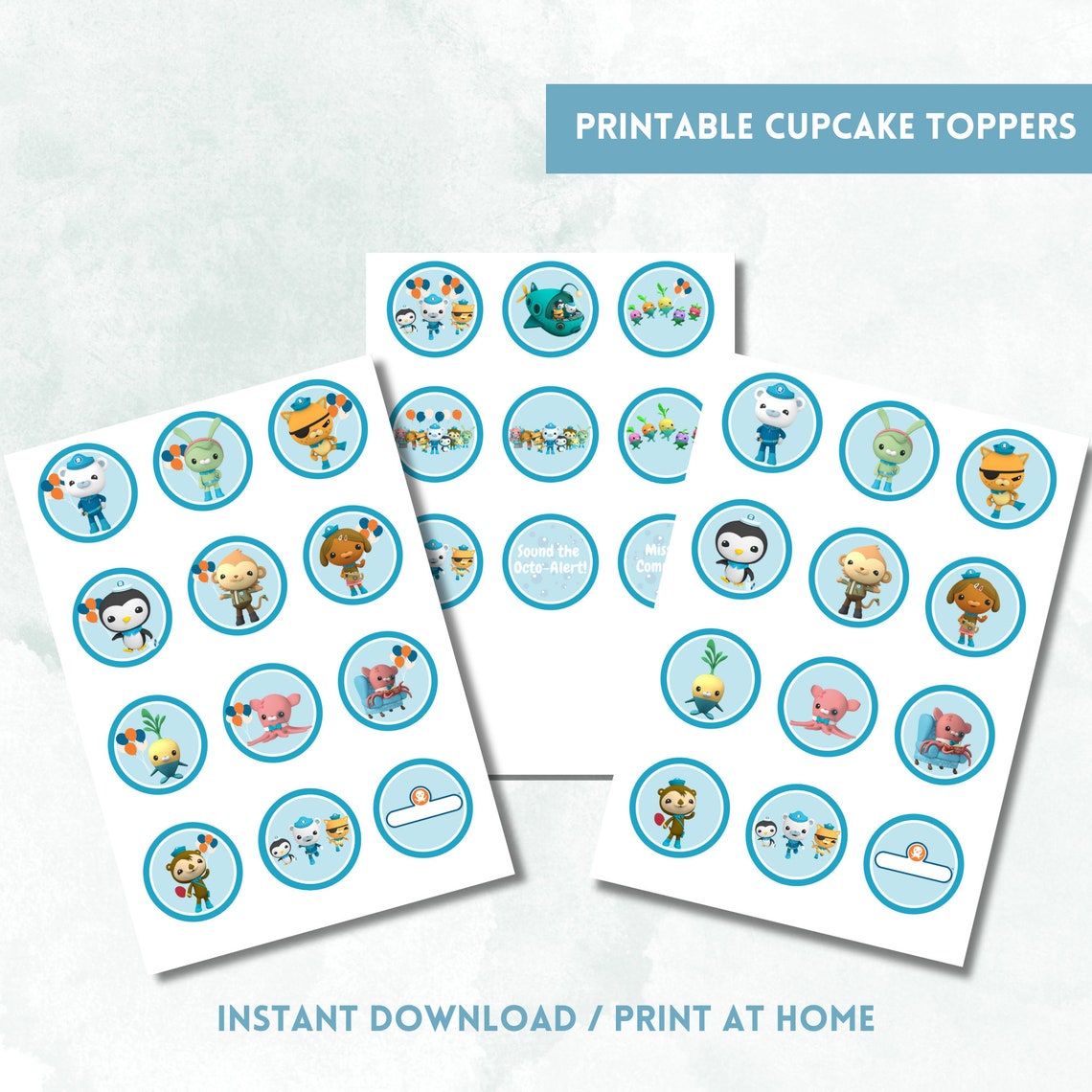 Octonauts Theme Cupcake Toppers | Instant Download | Printable ...