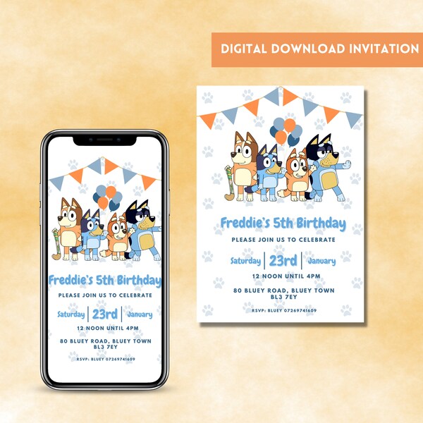 Bluey Invitation Digital - Etsy