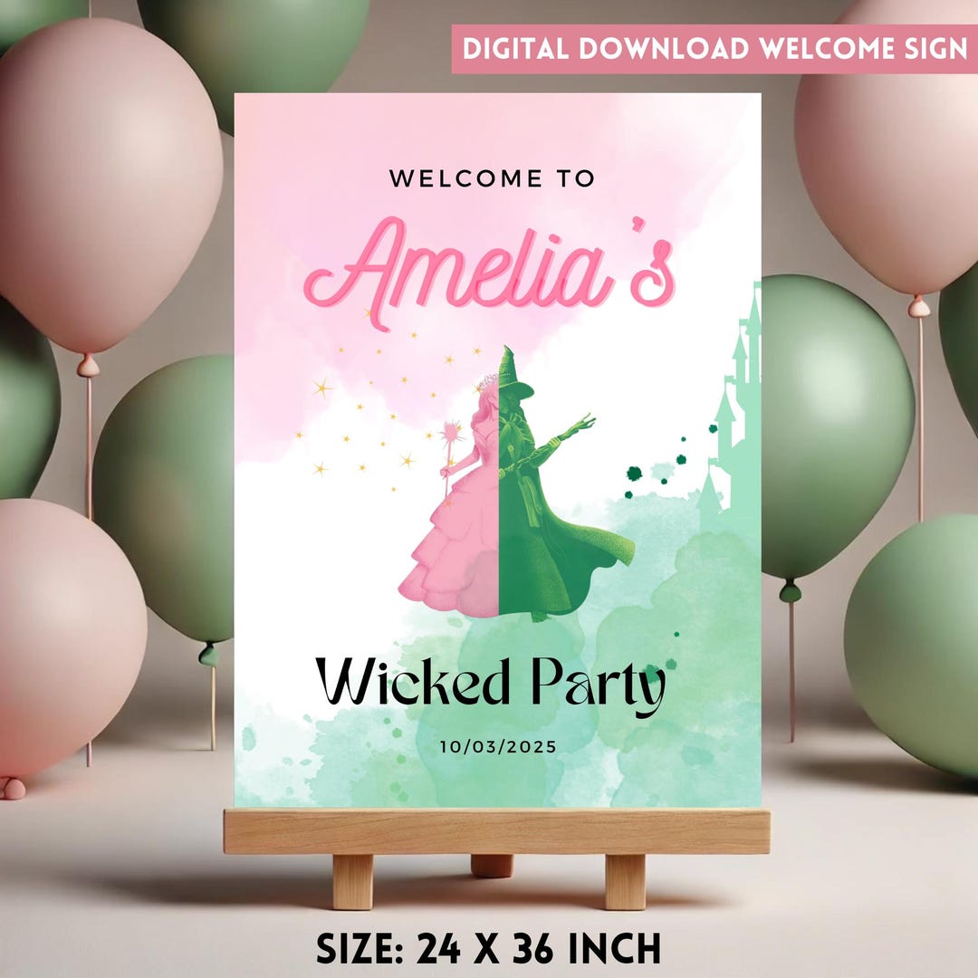 Wicked Theme Welcome to the Party Sign | Instant Download | Editable ...