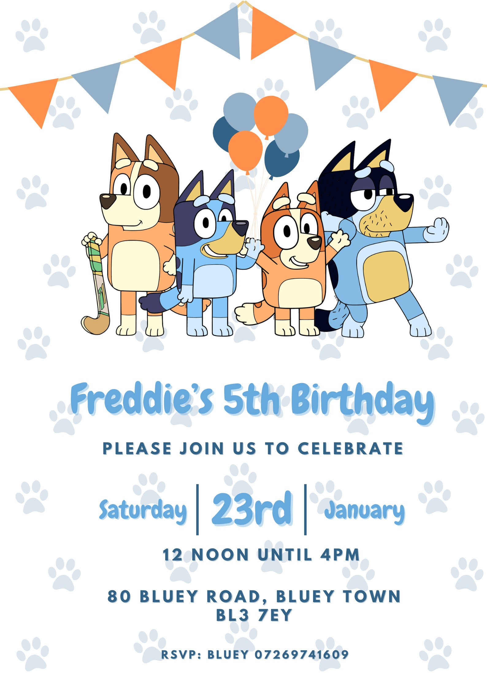 Bluey Digital Birthday Party Invitation Instant Download Editable Canva ...