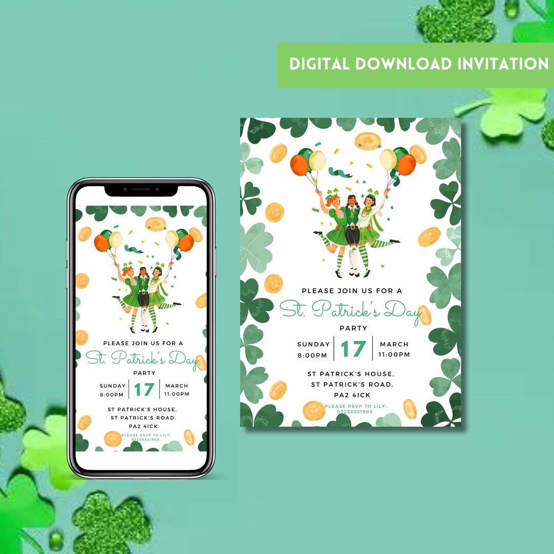 St. Patrick’s Day Party Invitation | St. Paddy’s Day | Editable Canva ...