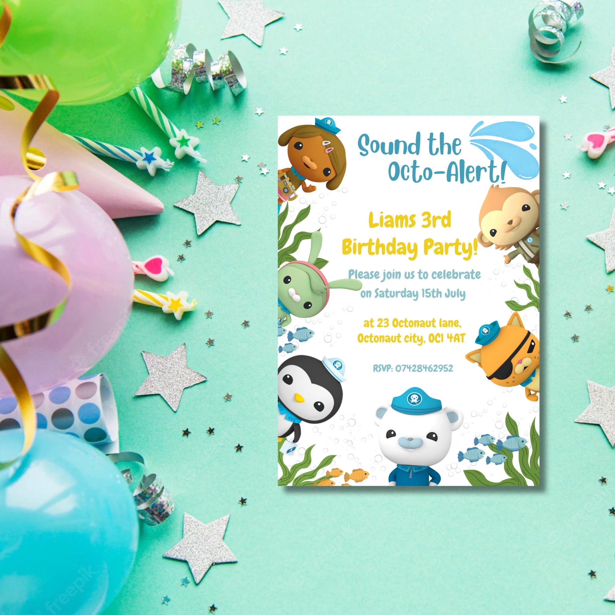 Printable Octonauts Theme Birthday Party Invitation