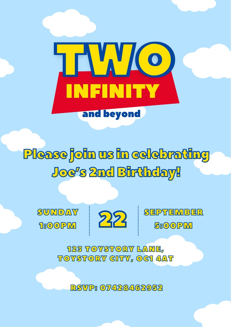 Toy Story Two Infinity Digital Birthday Party Invitation | Instant ...