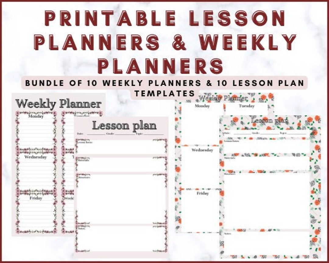 Lesson Plan Templates & Weekly Planner Templates for Teachers Printable ...