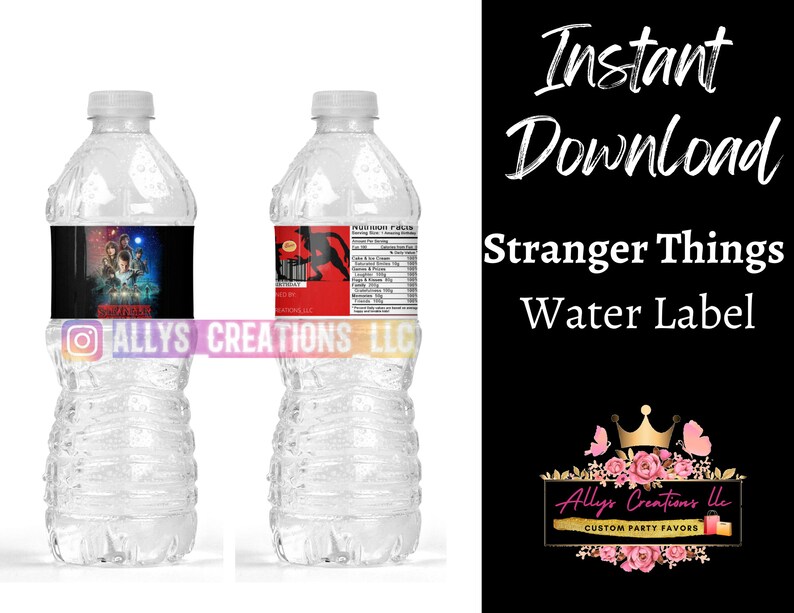 Custom Stranger Things Water Bottle Label Stranger Things | Etsy