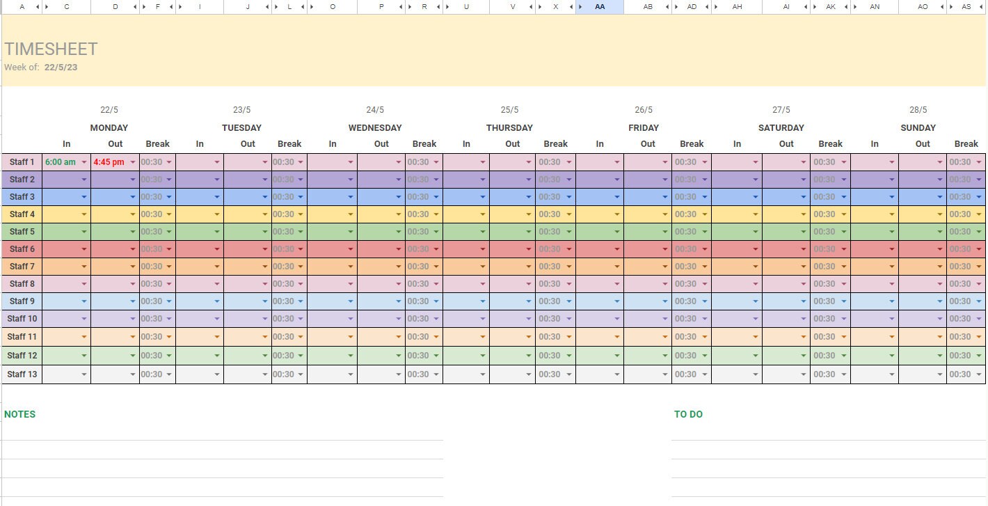 Rostering Timesheet - Etsy