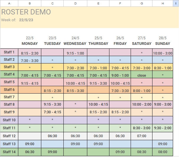 Rostering Timesheet - Etsy