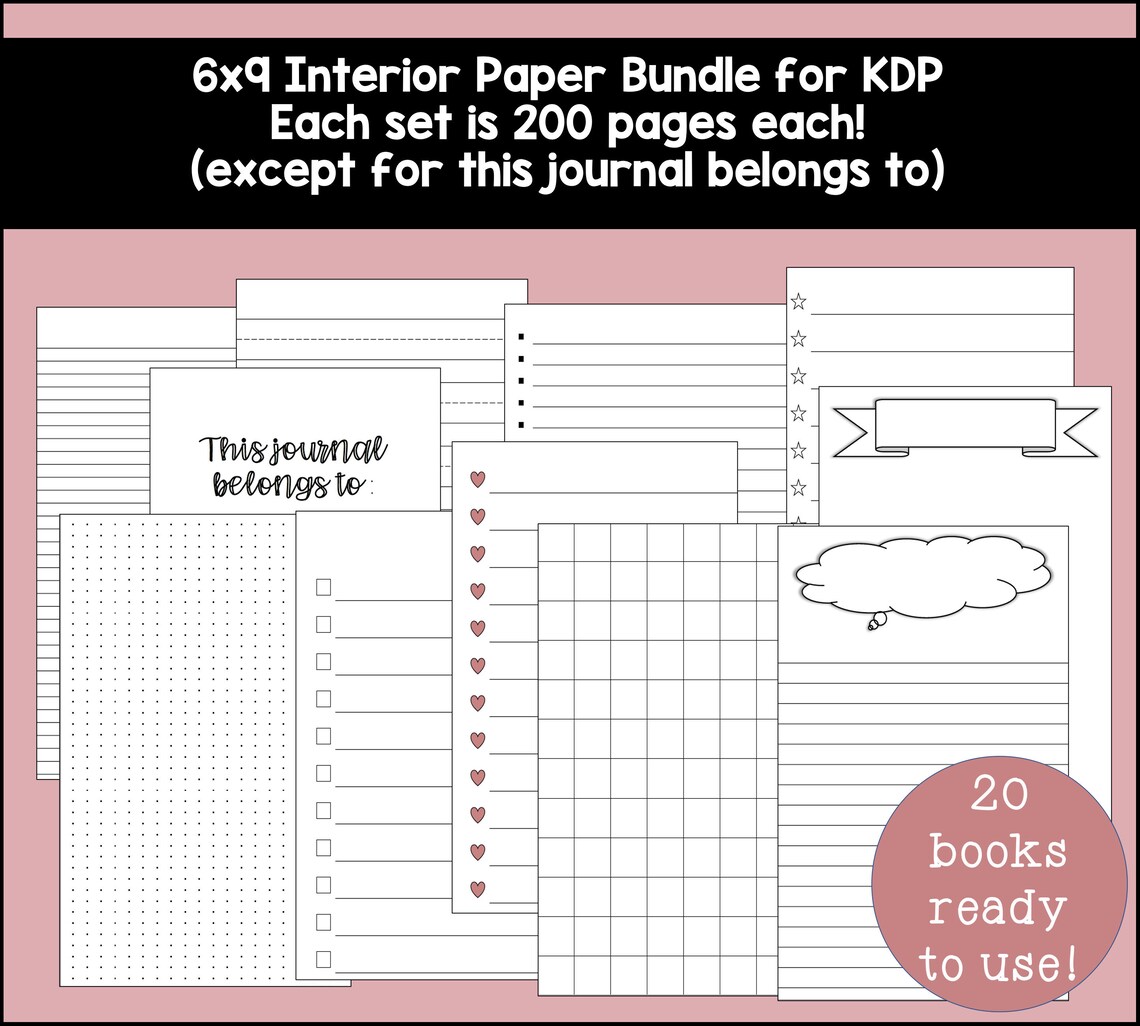 6x9 Interior Pages Bundle for KDP 20 Books With 200 Pages - Etsy