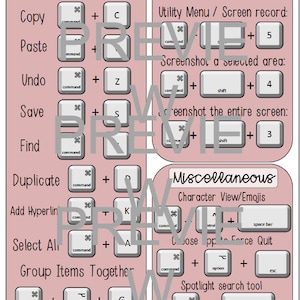 Keyboard Shortcut Reference Sheet (mac & PC) Printable - Etsy