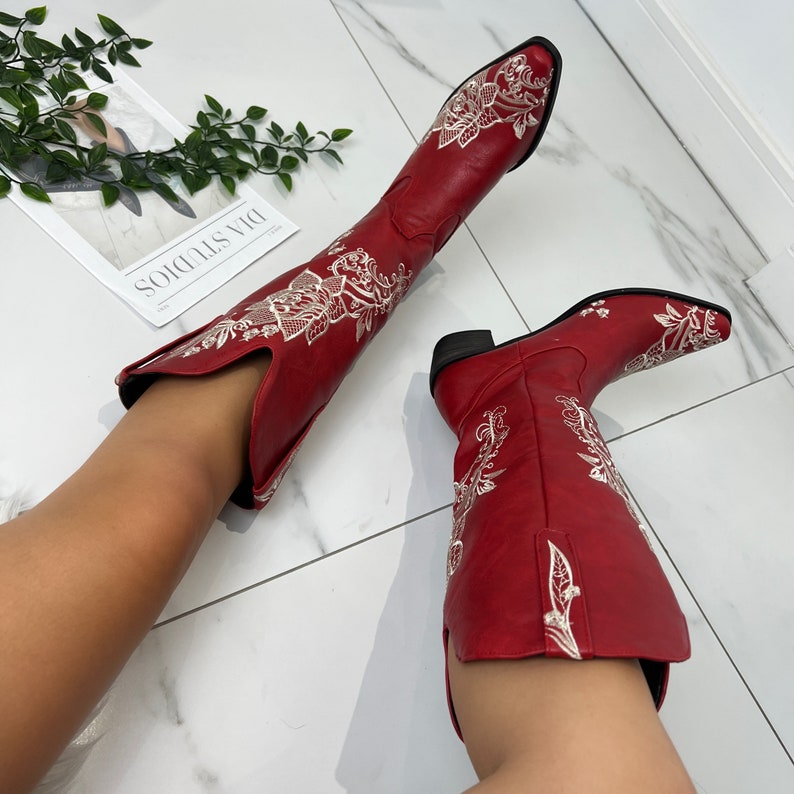 Cowboy Western Boots Red - Etsy