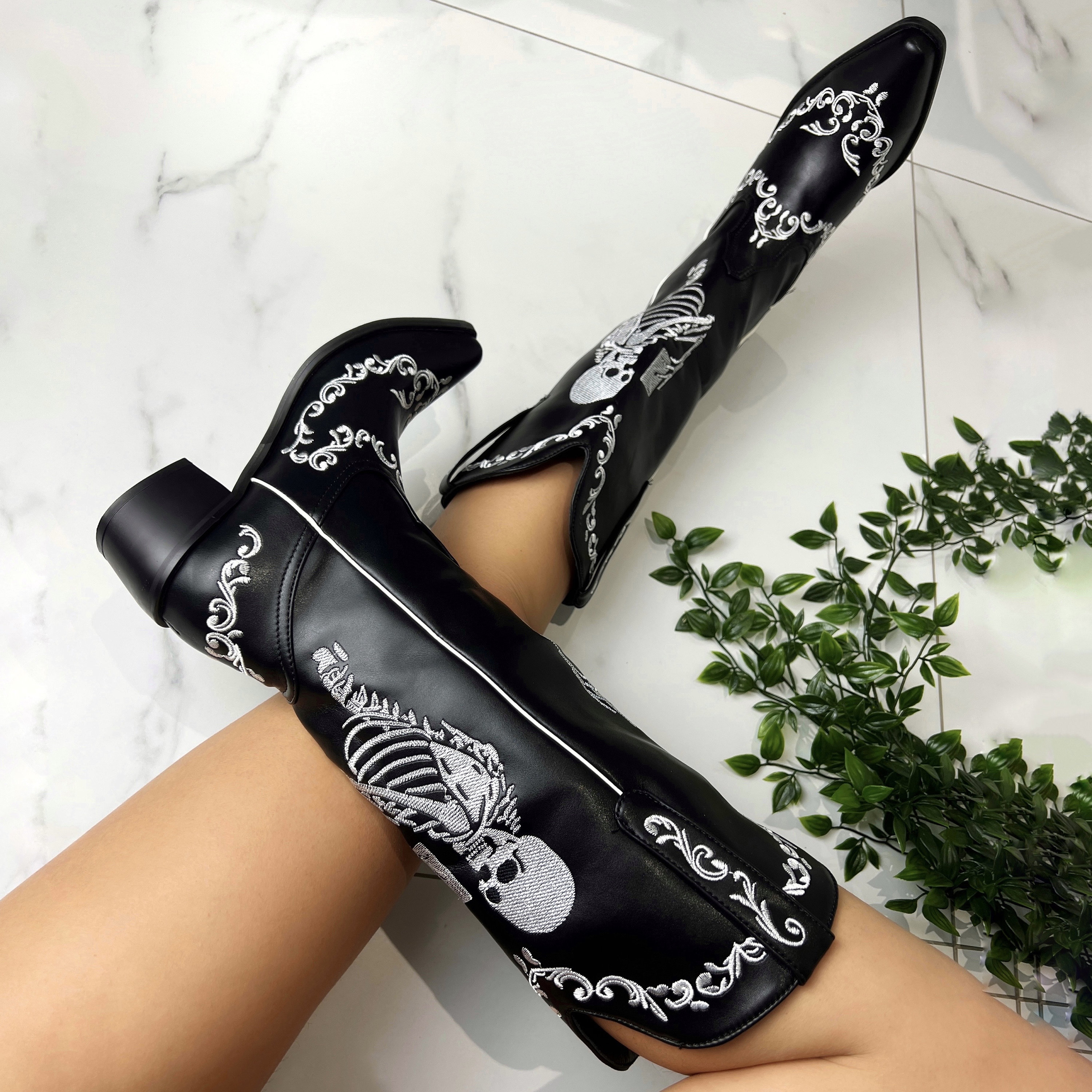 Cowboy Western Halloween Goth Punk Black Boots - Etsy