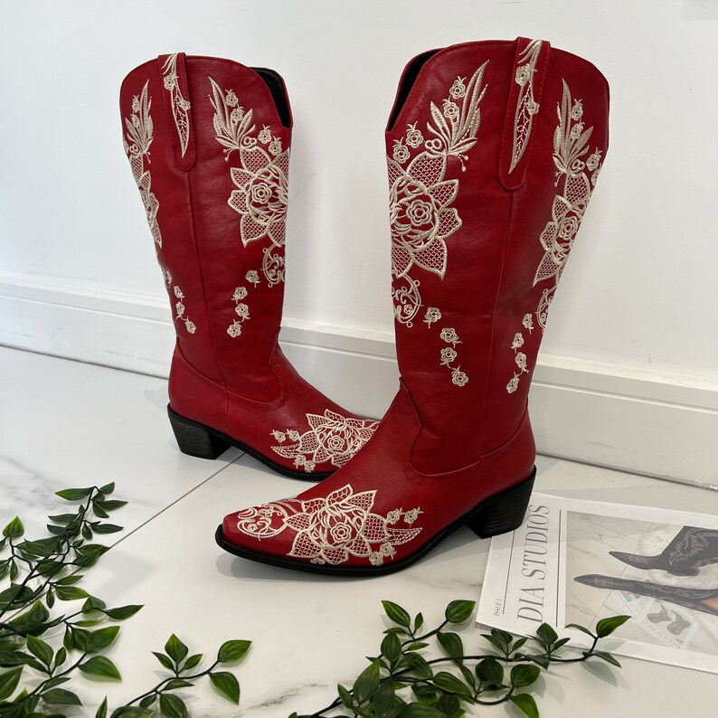 Cowboy Western Boots Red - Etsy