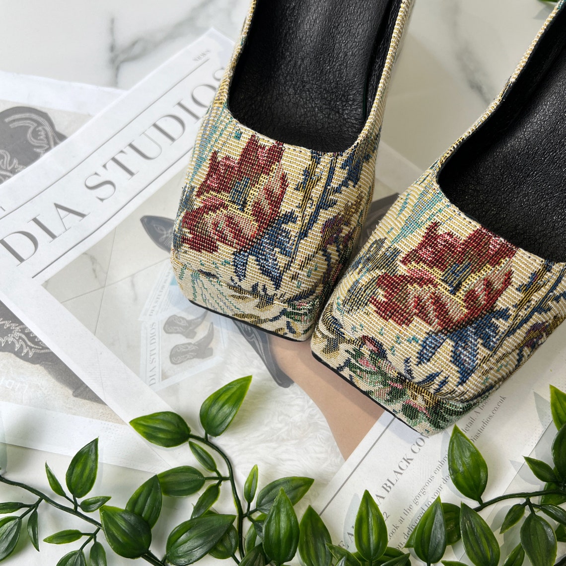 Platform Heels With Unique Tapestry - Etsy