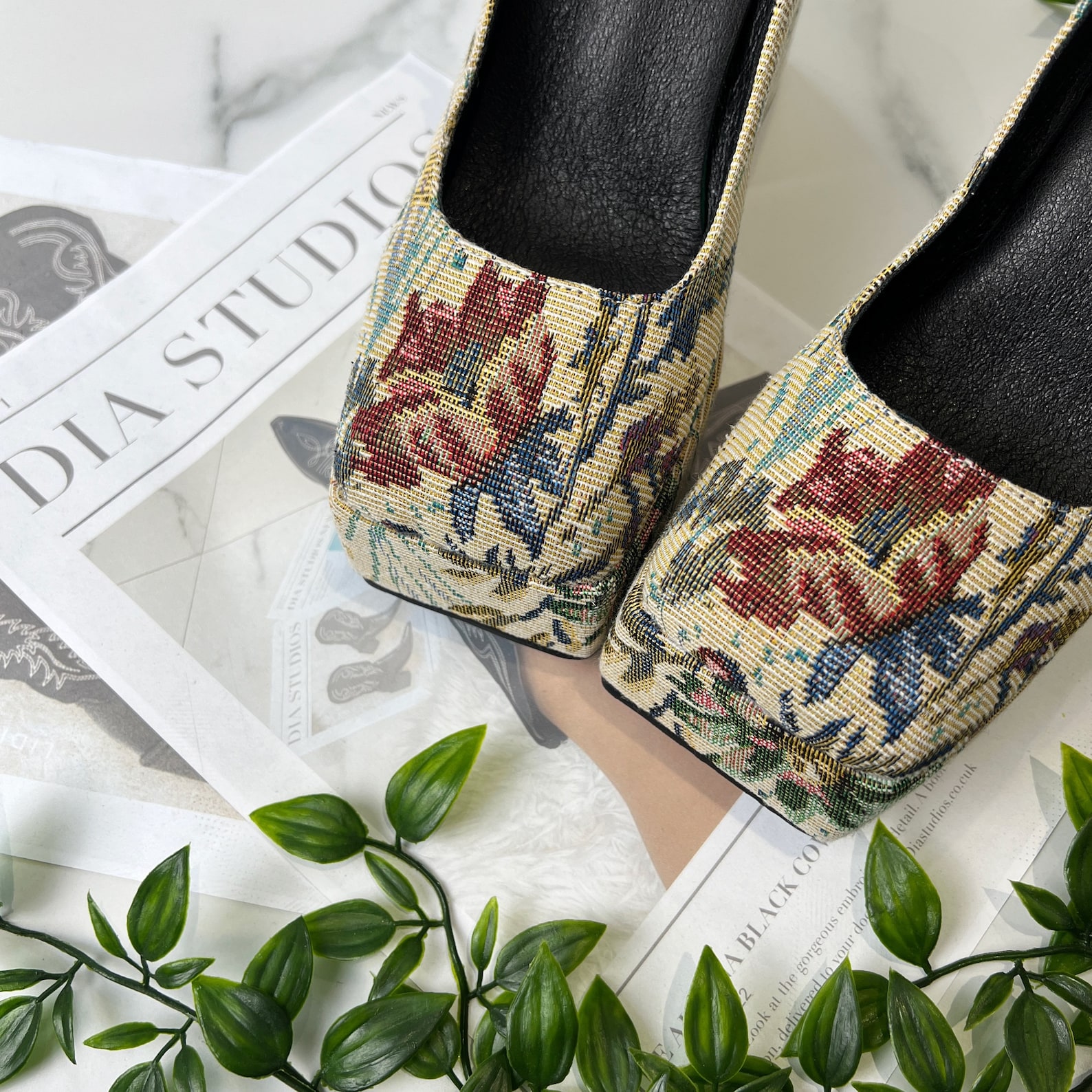 Platform Heels With Unique Tapestry - Etsy
