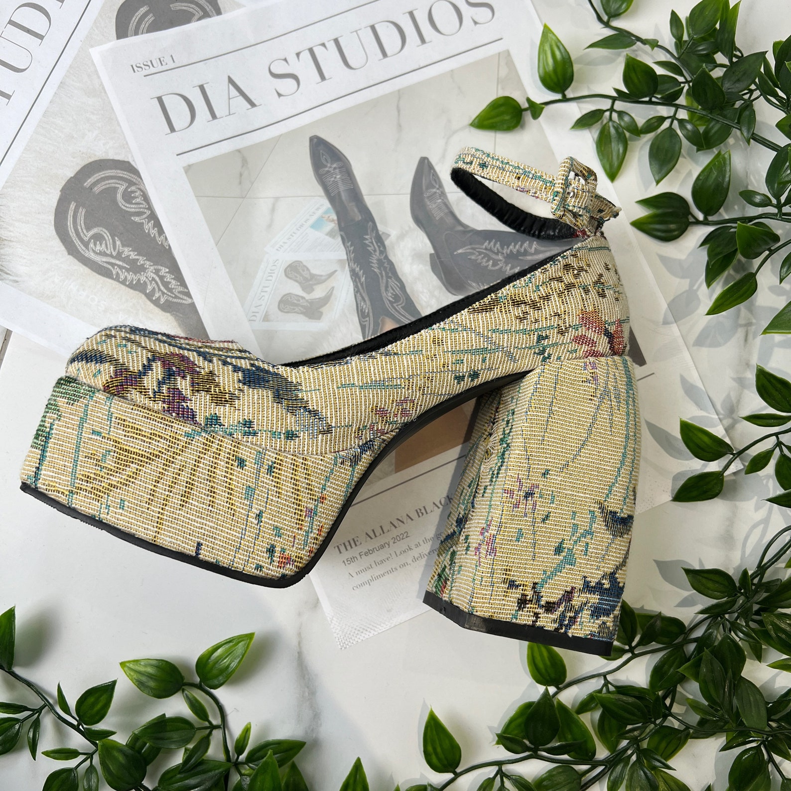 Platform Heels With Unique Tapestry - Etsy