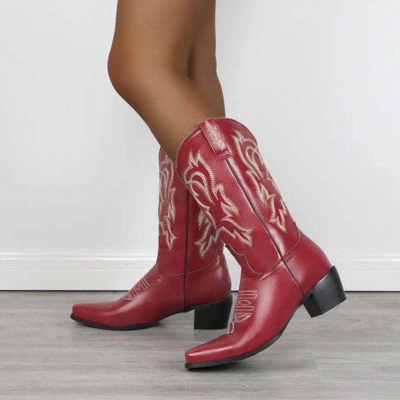 Cowboy Western Boots Red - Etsy