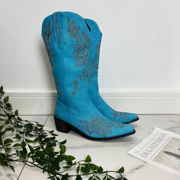 Turquoise Cowboy Boots - Etsy