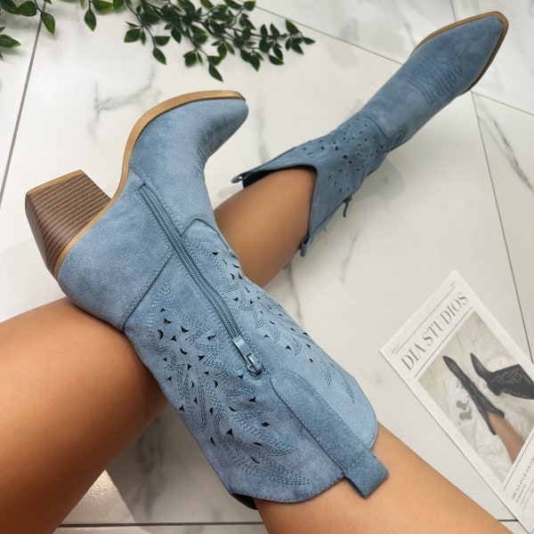 Blue Suede Boots - Etsy