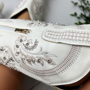 Cowboy Western Boots White Embroidered - Etsy