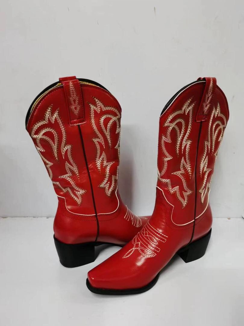 Cowboy Western Boots Red - Etsy UK