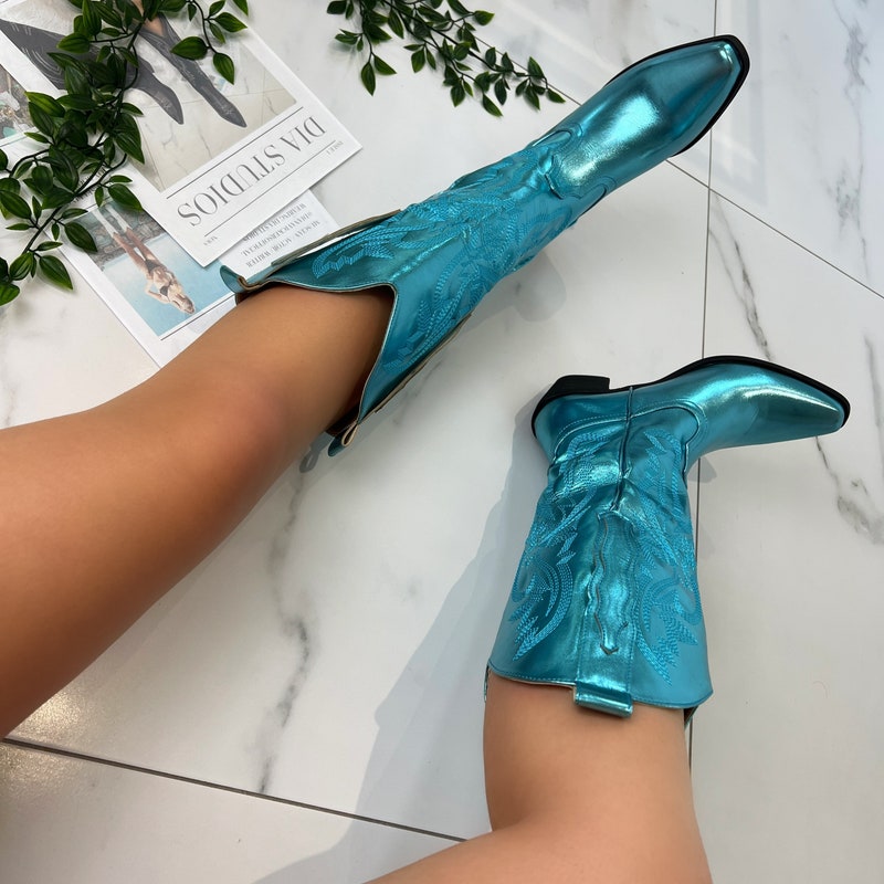 Turquoise Boots - Etsy