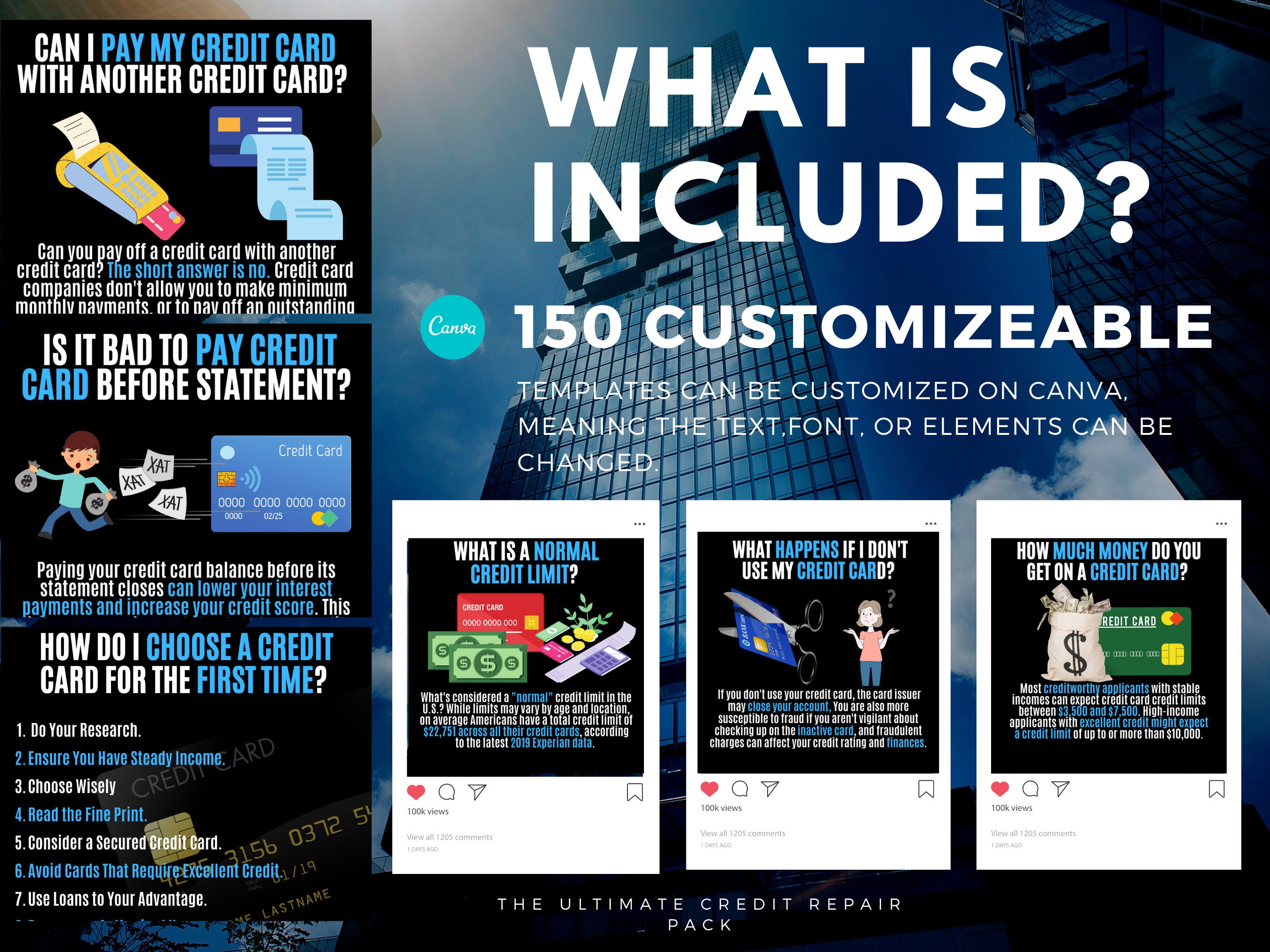 Credit Repair Instagram Templates Instagram Inforgraphics - Etsy