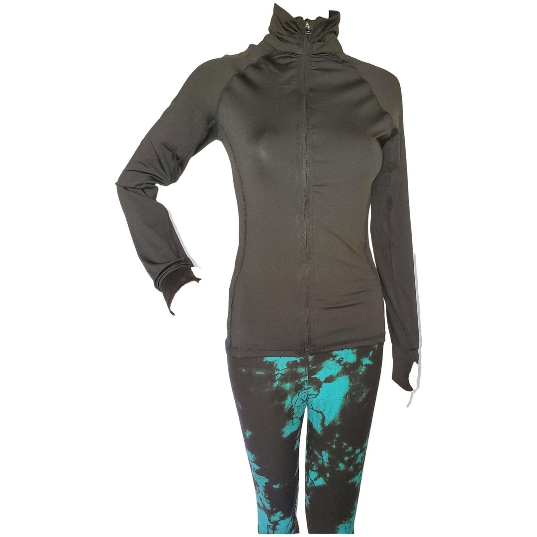 Women's Black Workout Track Jacket W/ Thumb Holes Yoga Jacket - Etsy
